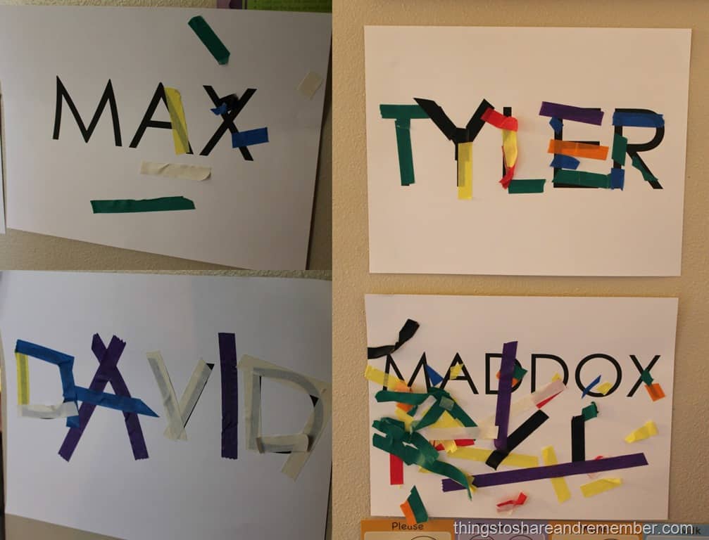 Tape Names Preschool Activity Share Remember Celebrating Child Home
