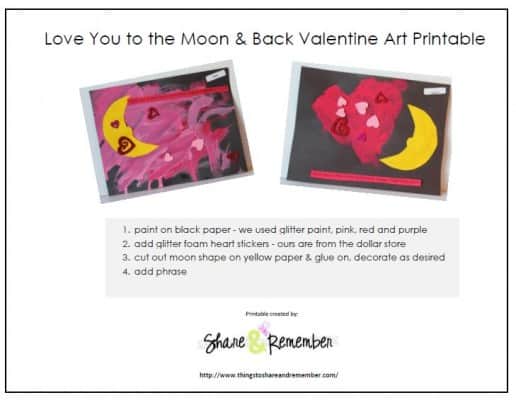 Love to you to the moon preschool valentine art