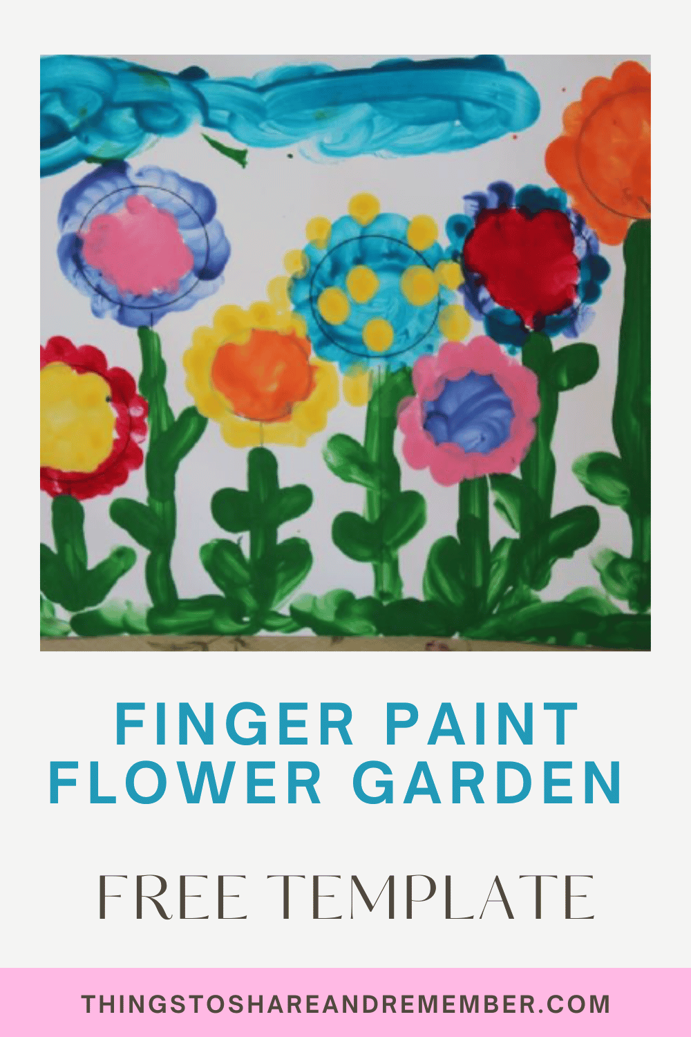 finger paint flower garden template preschool