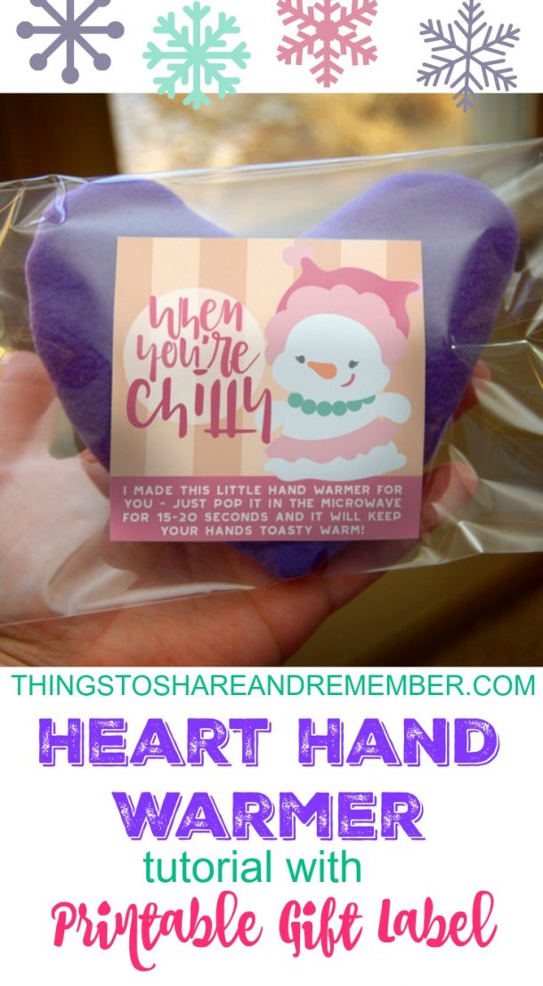 Heart Hand Warmer Tutorial with Printable Gift Label