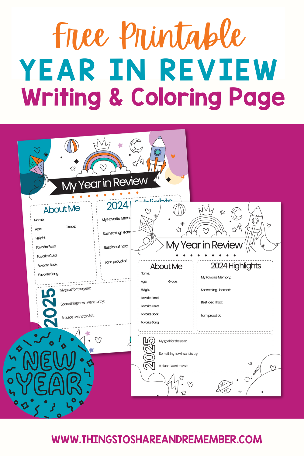 My Year in Review Printable New Years for Kids