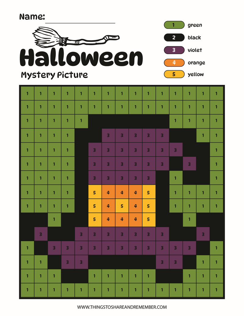 Halloween Mystery Color By Number Pages » Things to Share & Remember