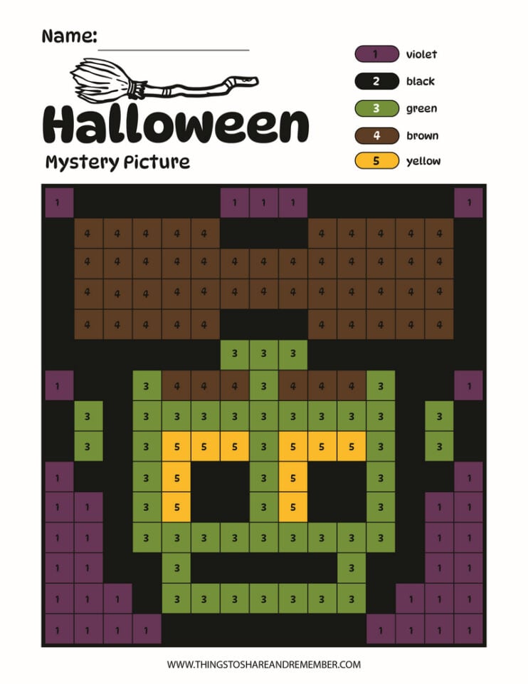 Halloween Mystery Color By Number Pages » Things to Share & Remember