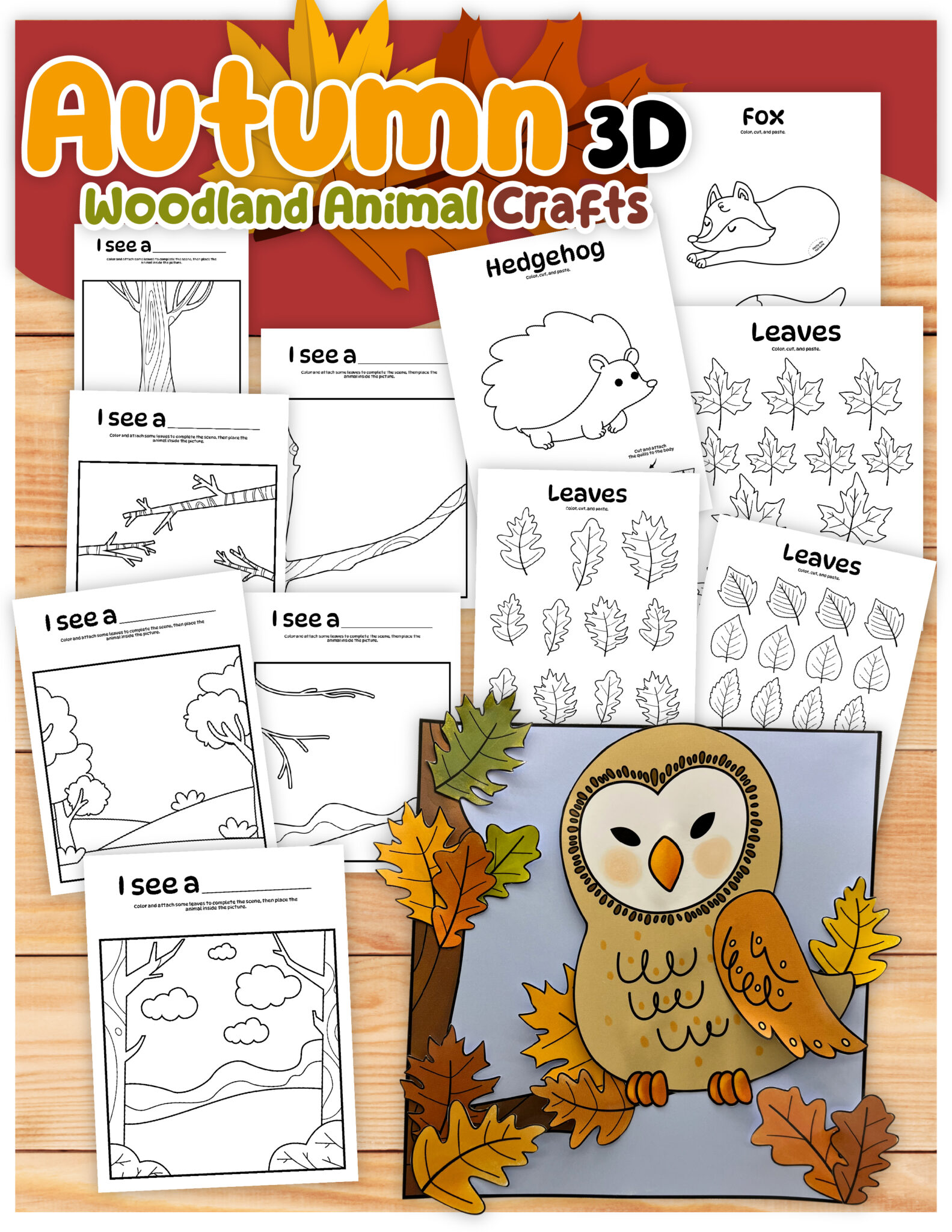 3D Woodland Animals Coloring and Craft Pages » Things to Share & Remember