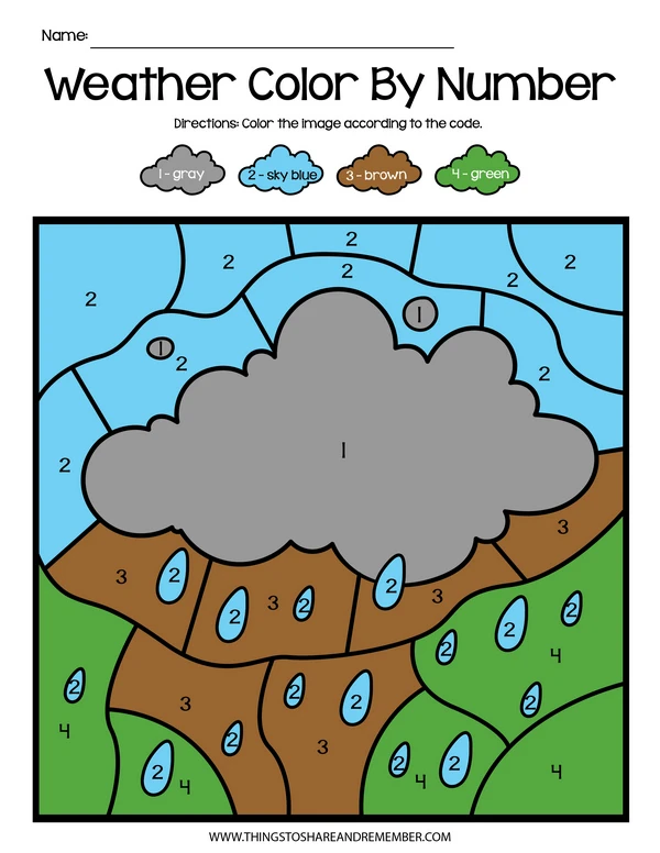 Weather Color By Number Pages » Things to Share & Remember