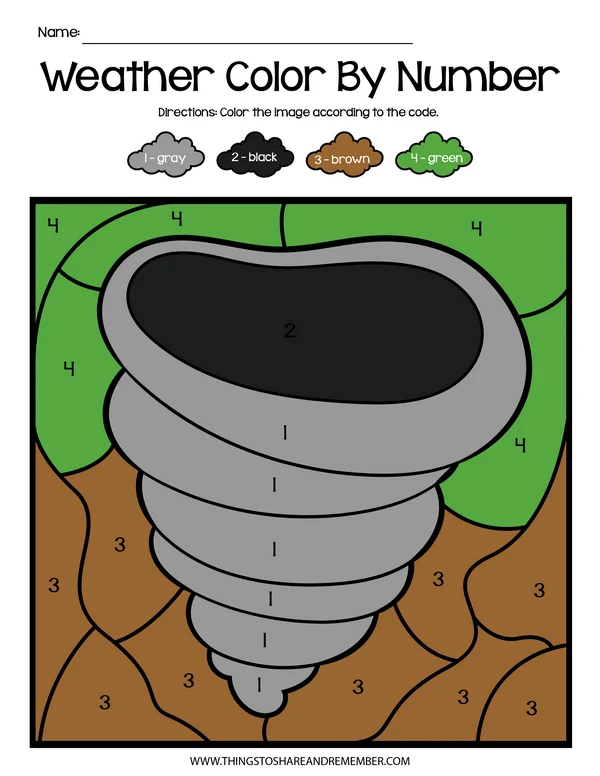 Weather Color By Number Pages » Things to Share & Remember