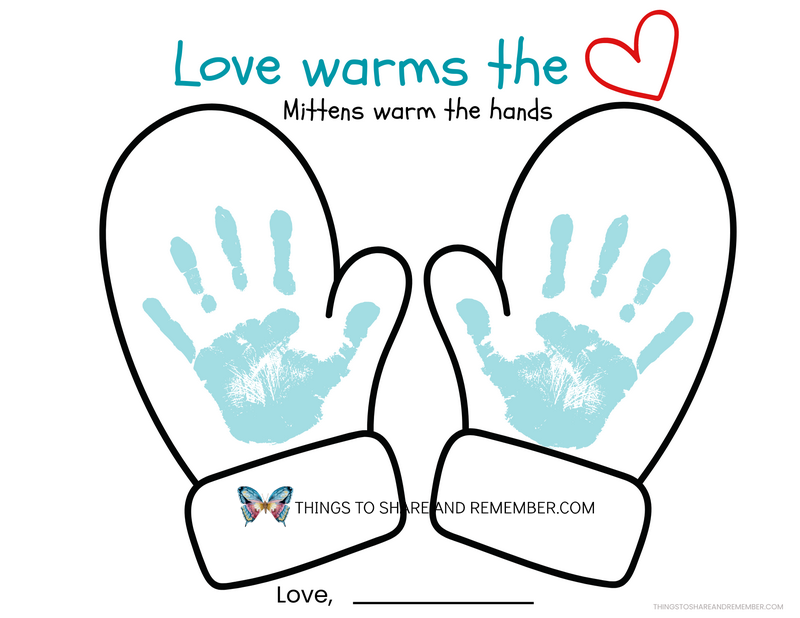 Winter Mittens Handprint Craft » Things to Share & Remember
