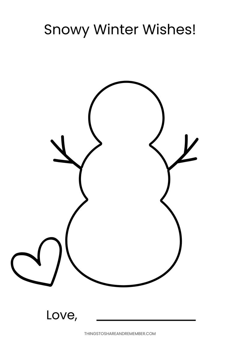 Snowy Winter Wishes Snowman Template for Cards & Crafts