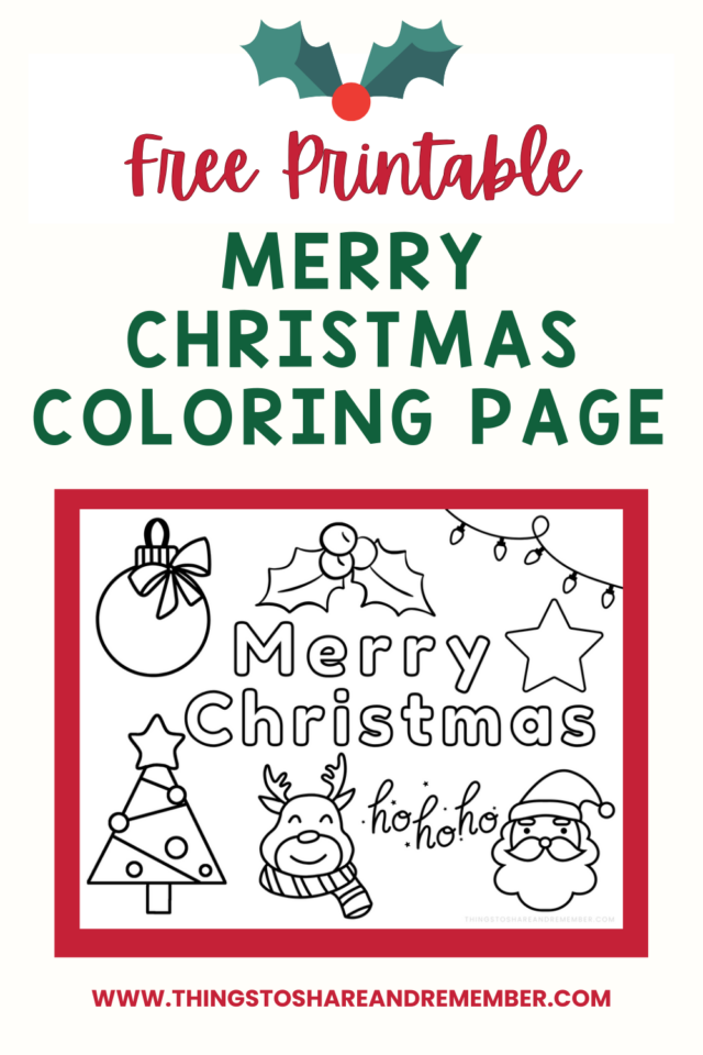 Free Printable Merry Christmas Coloring Page for Kids
